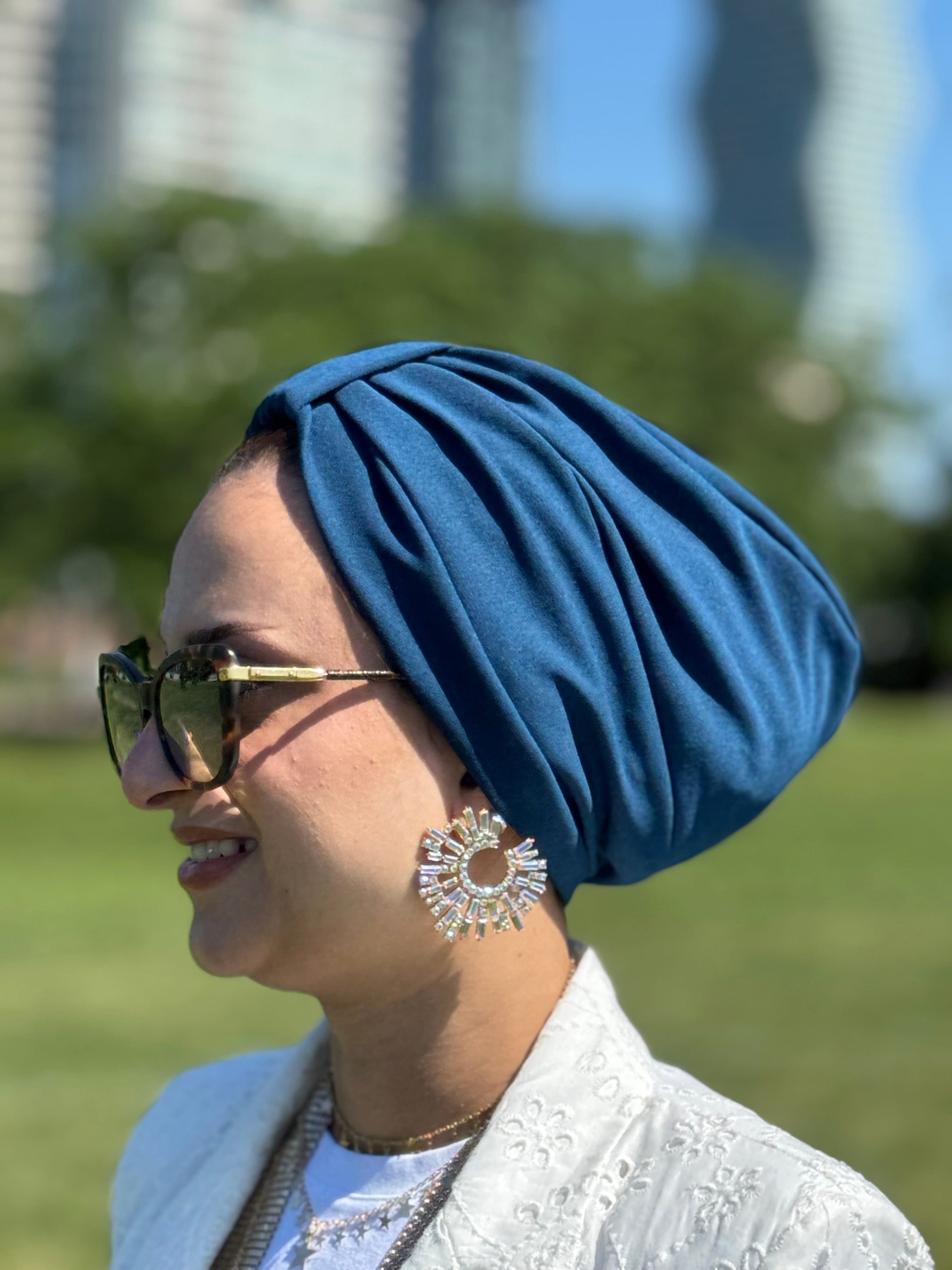 Night Blue Head Wrap Turban Womens |Turban Basic | Turbans Stuff